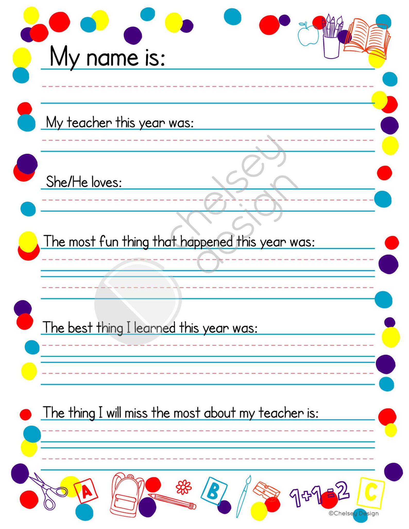 End of Year Teacher Letter Printable Gift for Teacher | Etsy