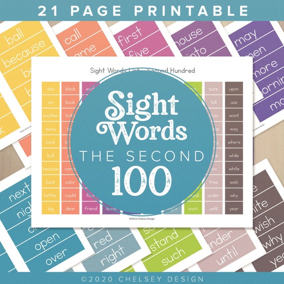 Sight Words Second Hundred Printing Practice Sight Words - Etsy