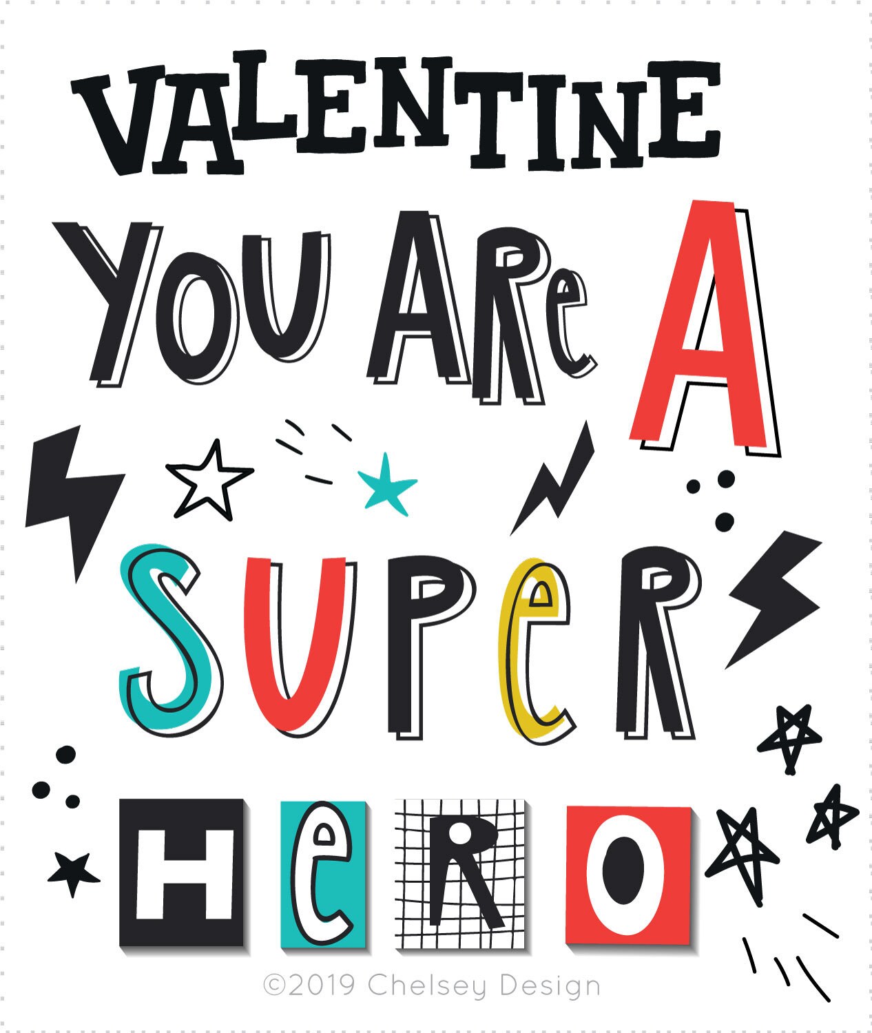 Super Hero Valentines - Cute Super Hero - Printable Valentines - Super ...