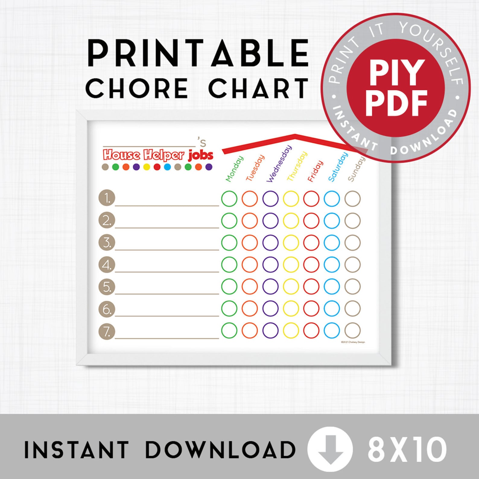 Printable Chore Chart - Instant Download - 8x10 - House Helper - Kids ...