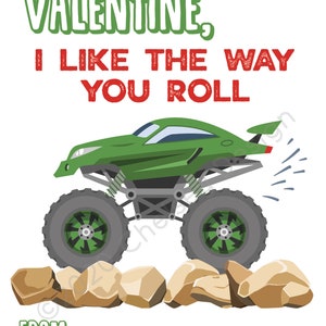 Monster Truck Valentines - Printable Valentines - Truck - Truck Cards ...