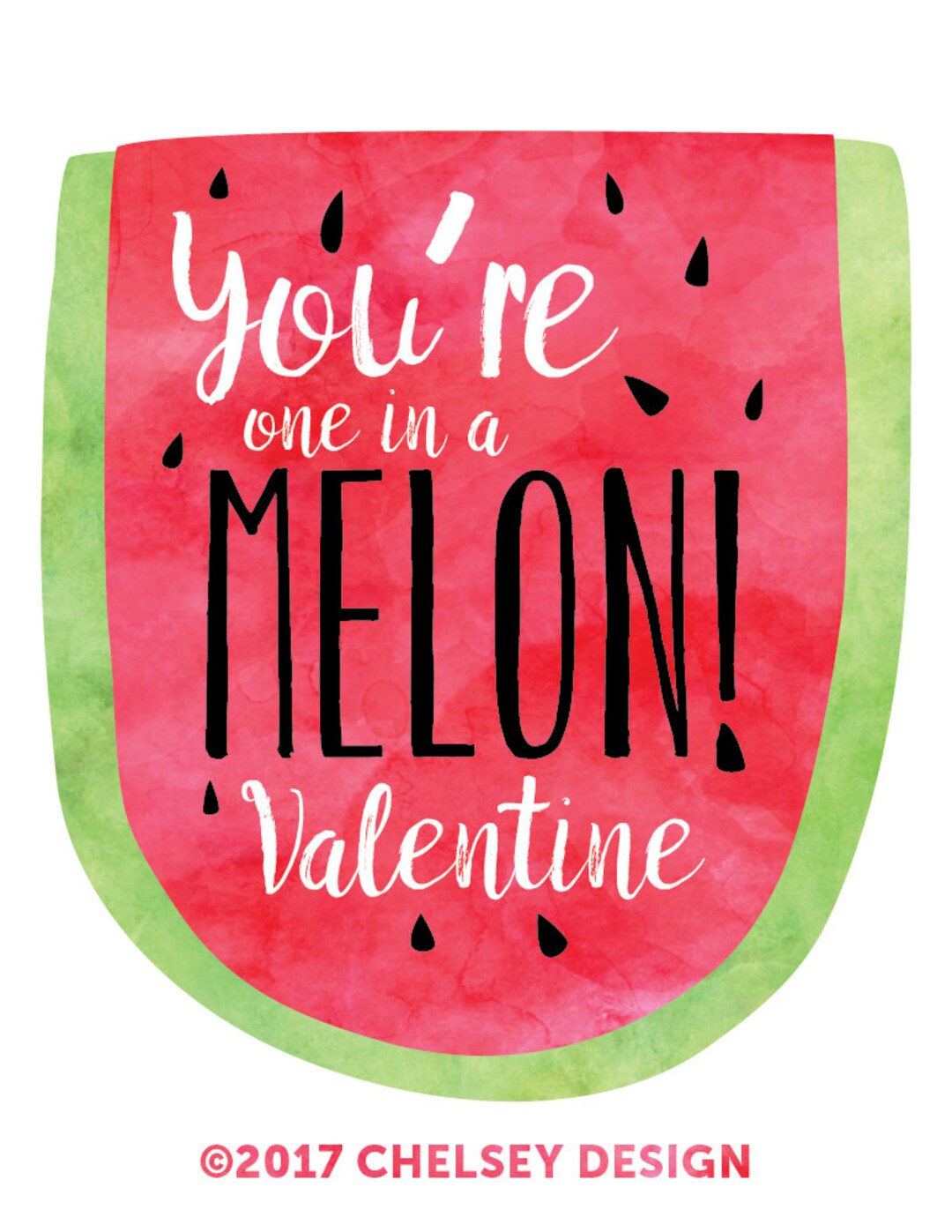 Printable Watermelon Valentine- You're One in a Melon - Candy Valentine ...