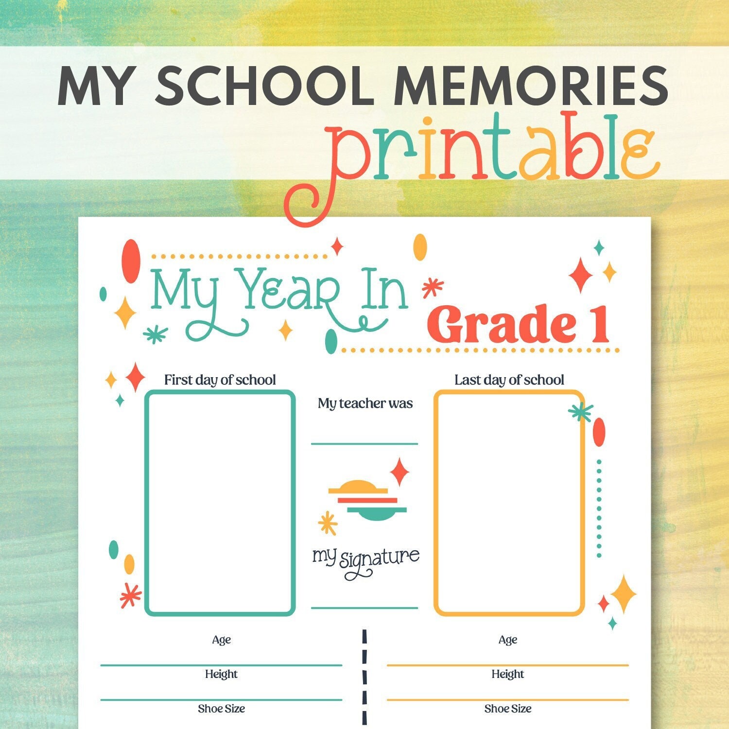 My School Memories Printable - Back to School - Digital Download ...