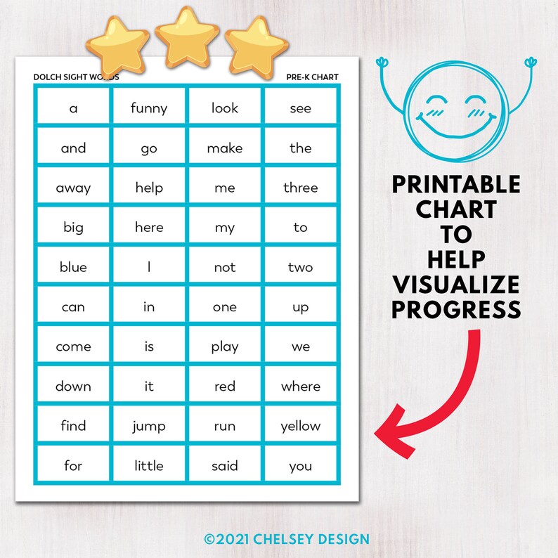 Pre-k Dolch Sight Words - Printable - Flash Cards - Learn to Read ...
