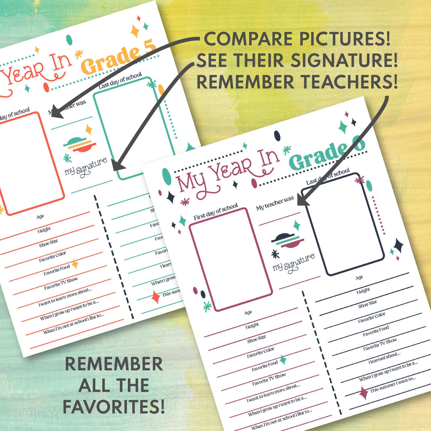 My School Memories Printable - Back to School - Digital Download ...