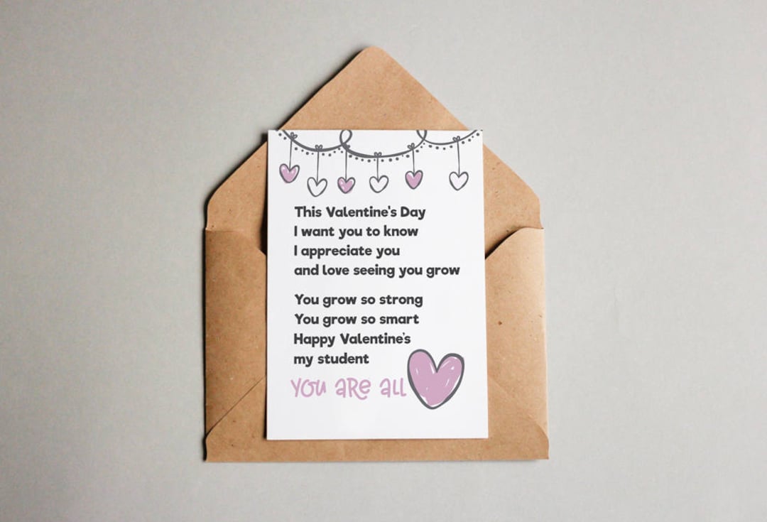 Printable Valentines Card for Student-from Teacher-download-print ...