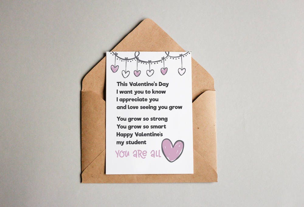 Printable Valentines Card for Student-from Teacher-download-print ...