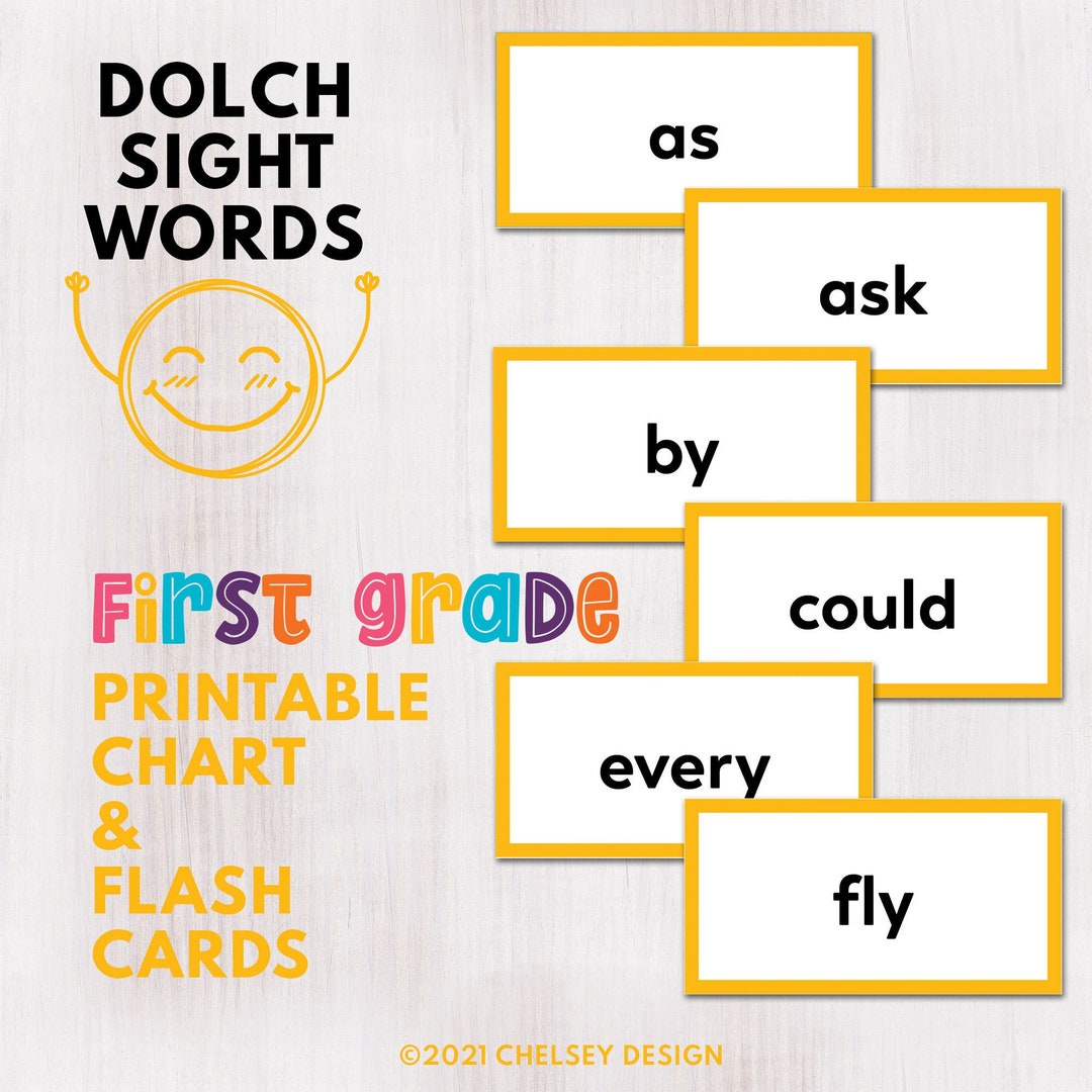 First Grade Dolch Sight Words - Grade 1 Sight Words - Printable - Flash ...