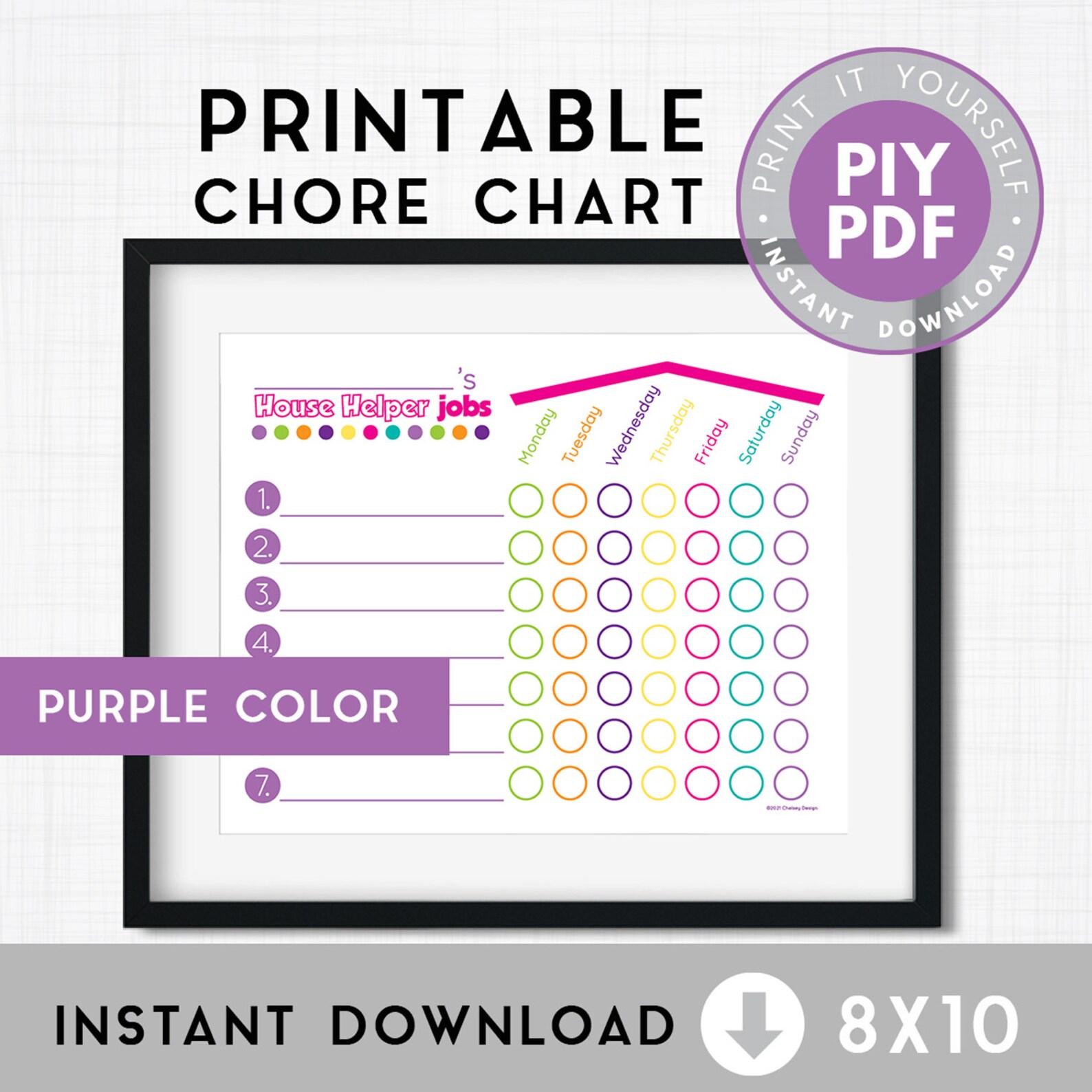 Printable Chore Chart - Instant Download - 8x10 - House Helper - Kids ...