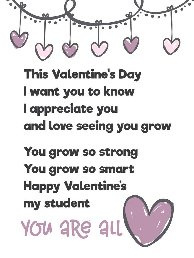 Printable Valentines Card for Student-from Teacher-download-print ...