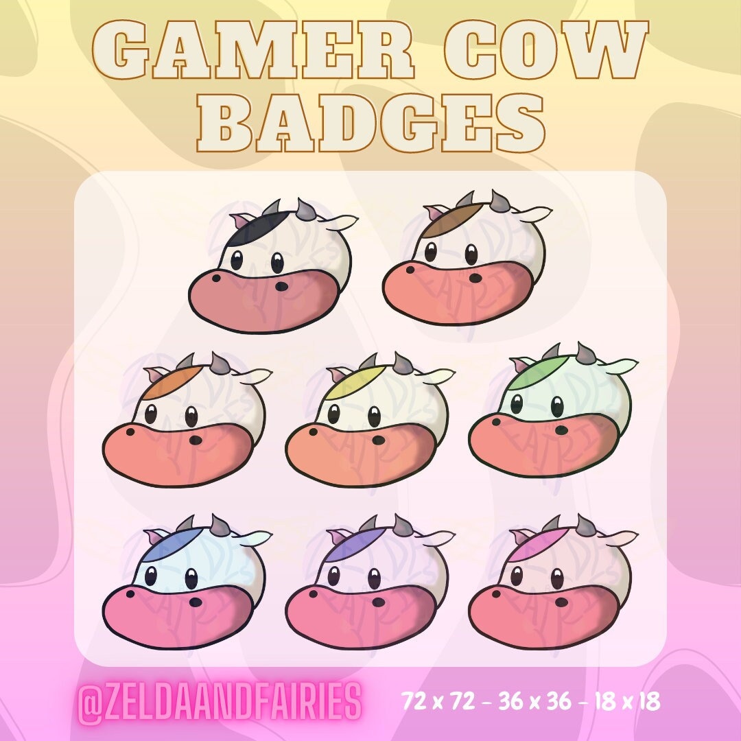 Gamer Cow Sub Badges for Twitch - Etsy