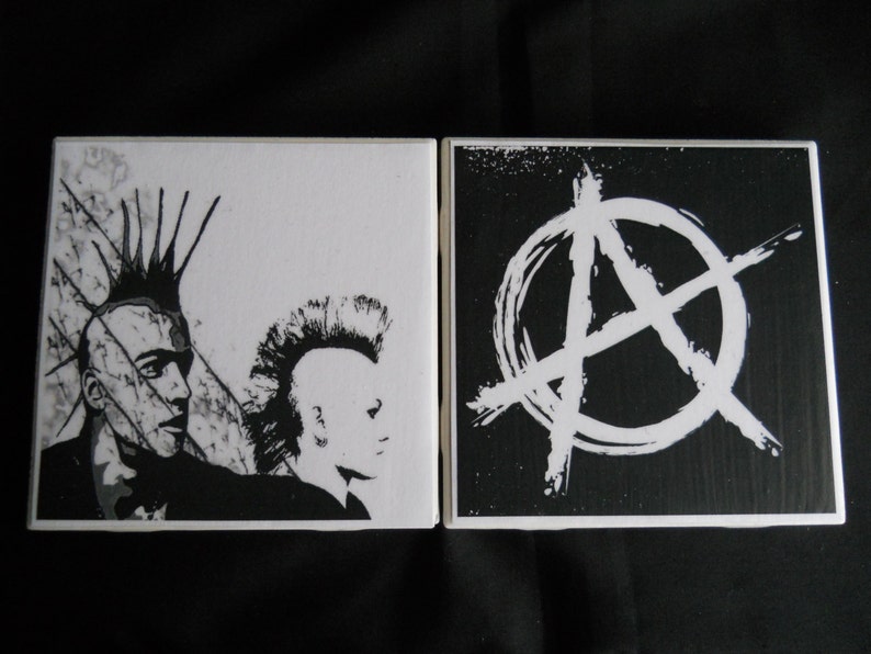 Punk Rock Coasters Ceramic Tile Coasters Punk Rockers - Etsy