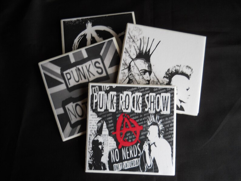 Punk Rock Coasters Ceramic Tile Coasters Punk Rockers - Etsy