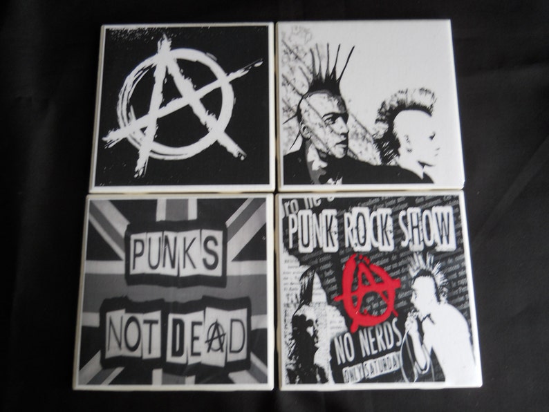 Punk Rock Coasters Ceramic Tile Coasters Punk Rockers - Etsy