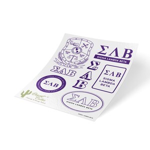 Sigma Lambda Beta Fraternity Traditional Crest and Letter Sticker Decal Laptop Water Bottle Car ...