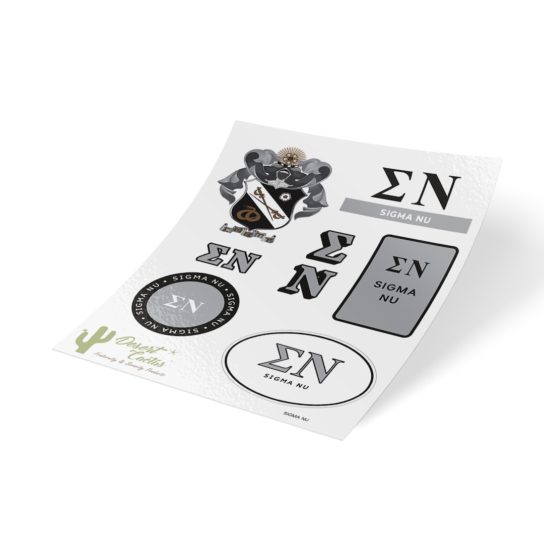 Sigma Nu Fraternity Traditional Crest and Letter Sticker Decal Laptop ...