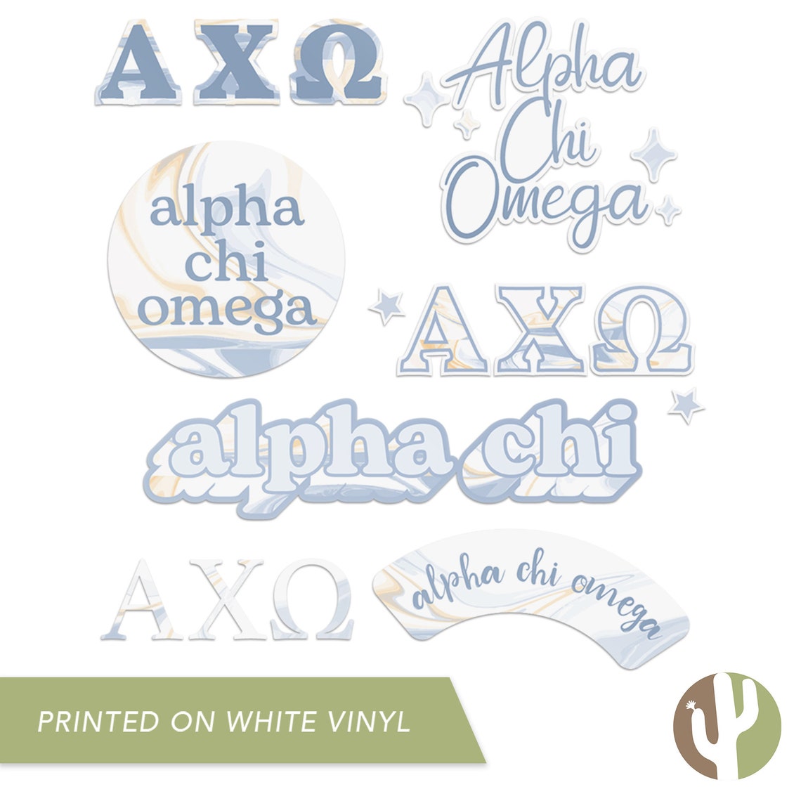 Alpha Chi Omega Sorority Variety Blue Marble Sticker Decal | Etsy