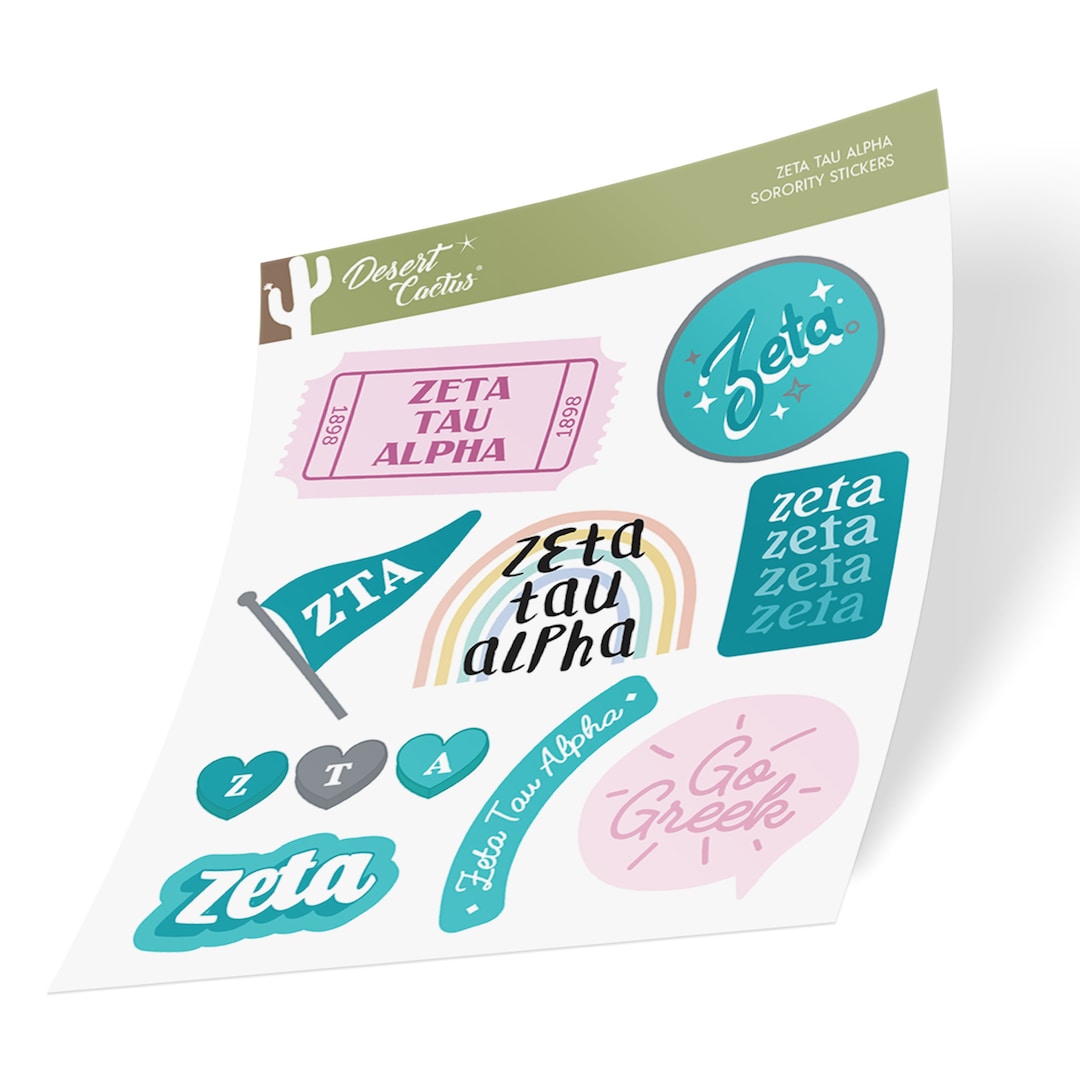 Zeta Tau Alpha ZTA Sticker Decal Laptop Water Bottle Car (cute Sheet ...