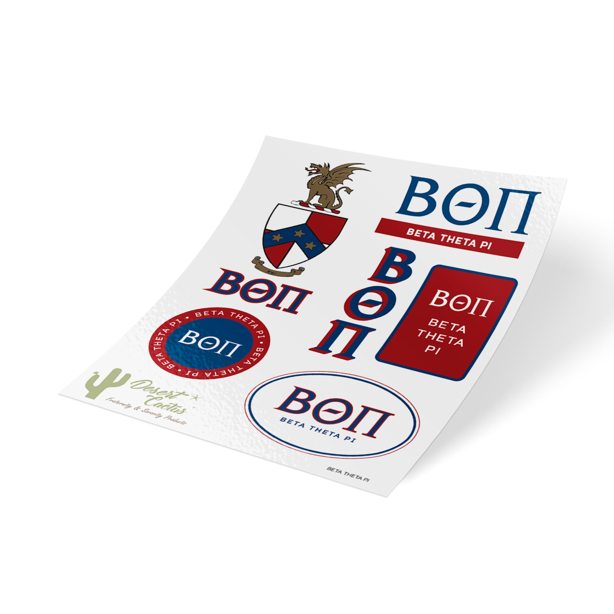 Beta Theta Pi Fraternity Traditional Crest and Letter Sticker Decal ...