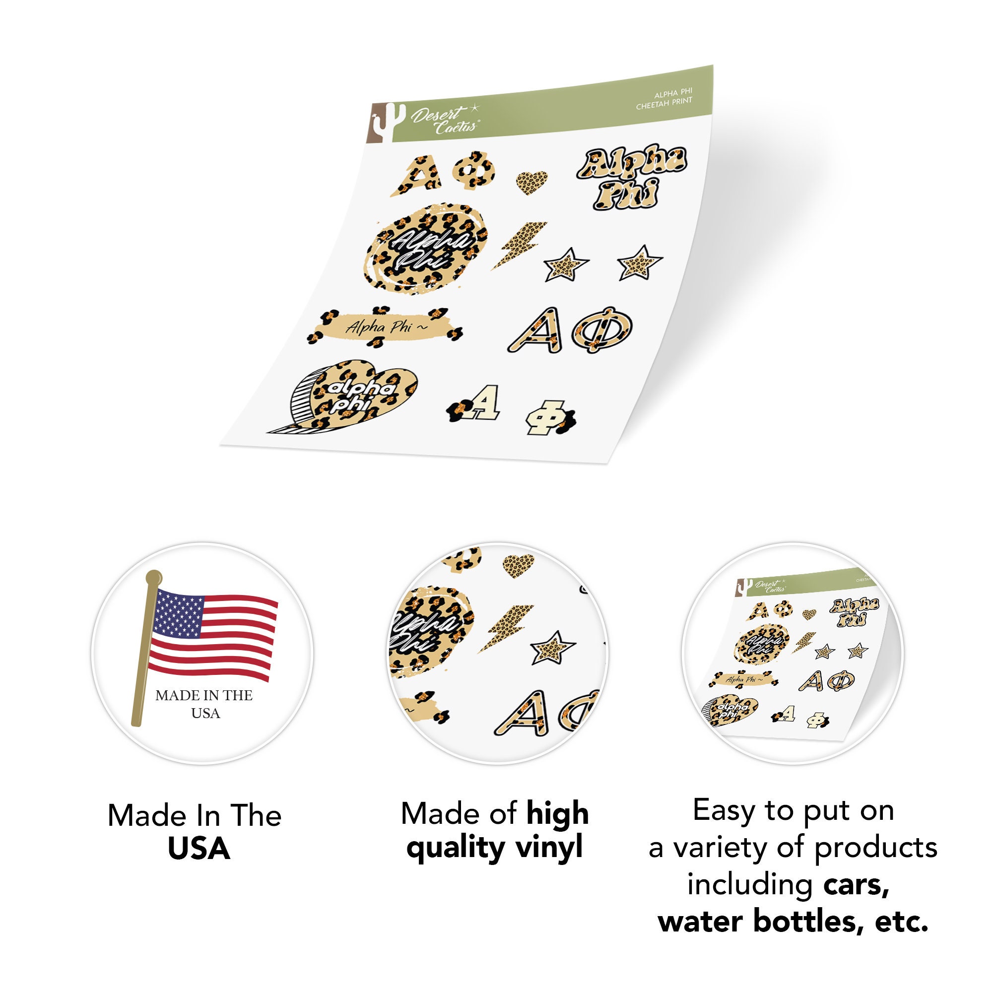 Alpha Phi Sticker Decal Laptop Water Bottle Car Cheetah | Etsy