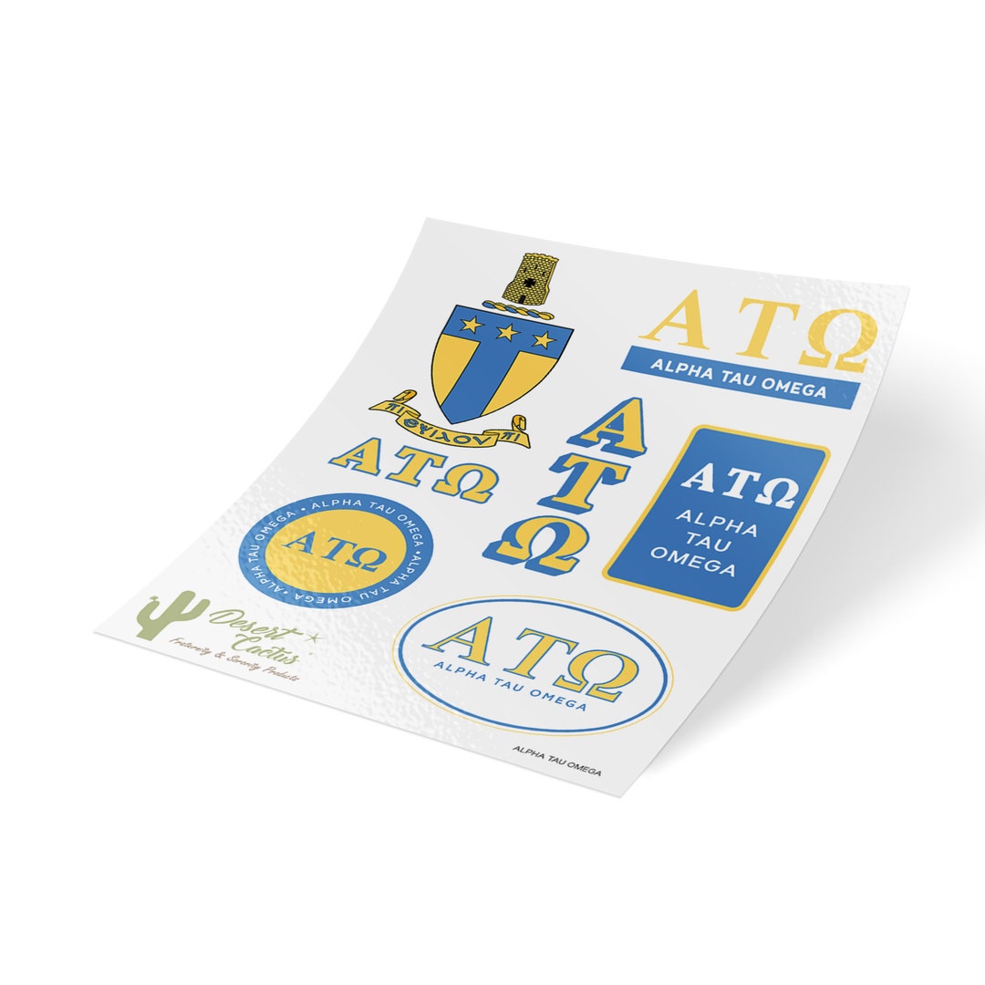 Alpha Tau Omega Fraternity Traditional Crest and Letter Sticker Decal ...