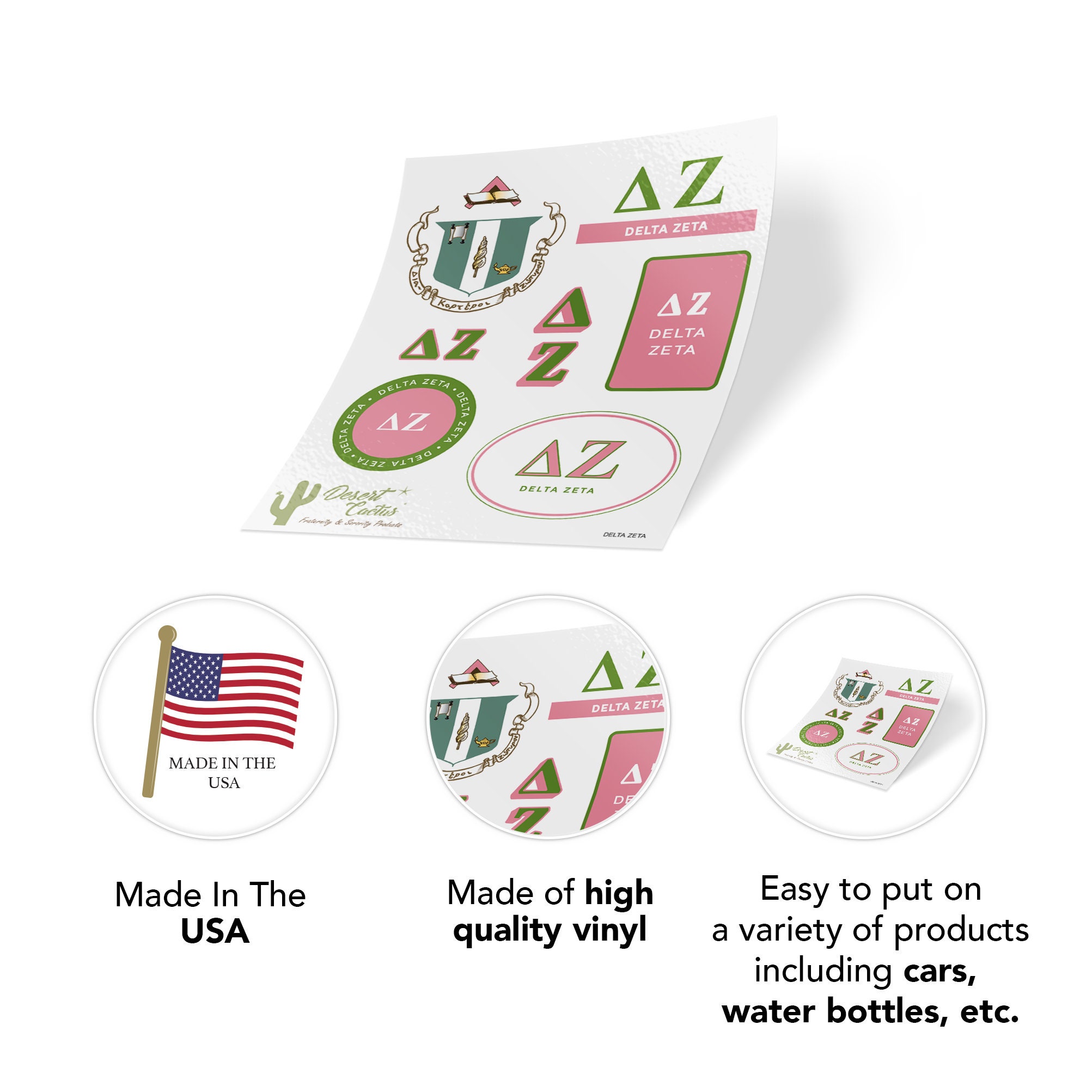 Delta Zeta Sorority Traditional Crest and Letter Sticker Decal - Etsy ...