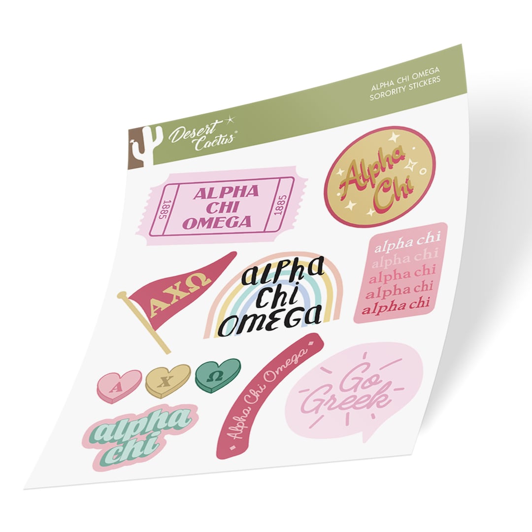Alpha Chi Omega Sticker Decal Laptop Water Bottle Car (cute Sheet) - Etsy