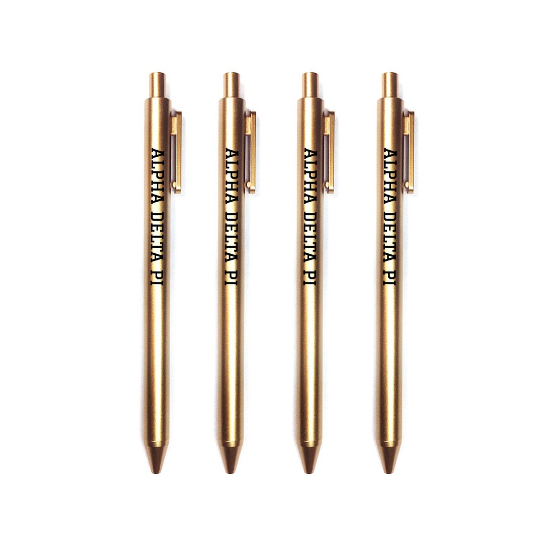 Alpha Delta Pi Gold Pen With Black Block Font 4-pack Adpi - Etsy