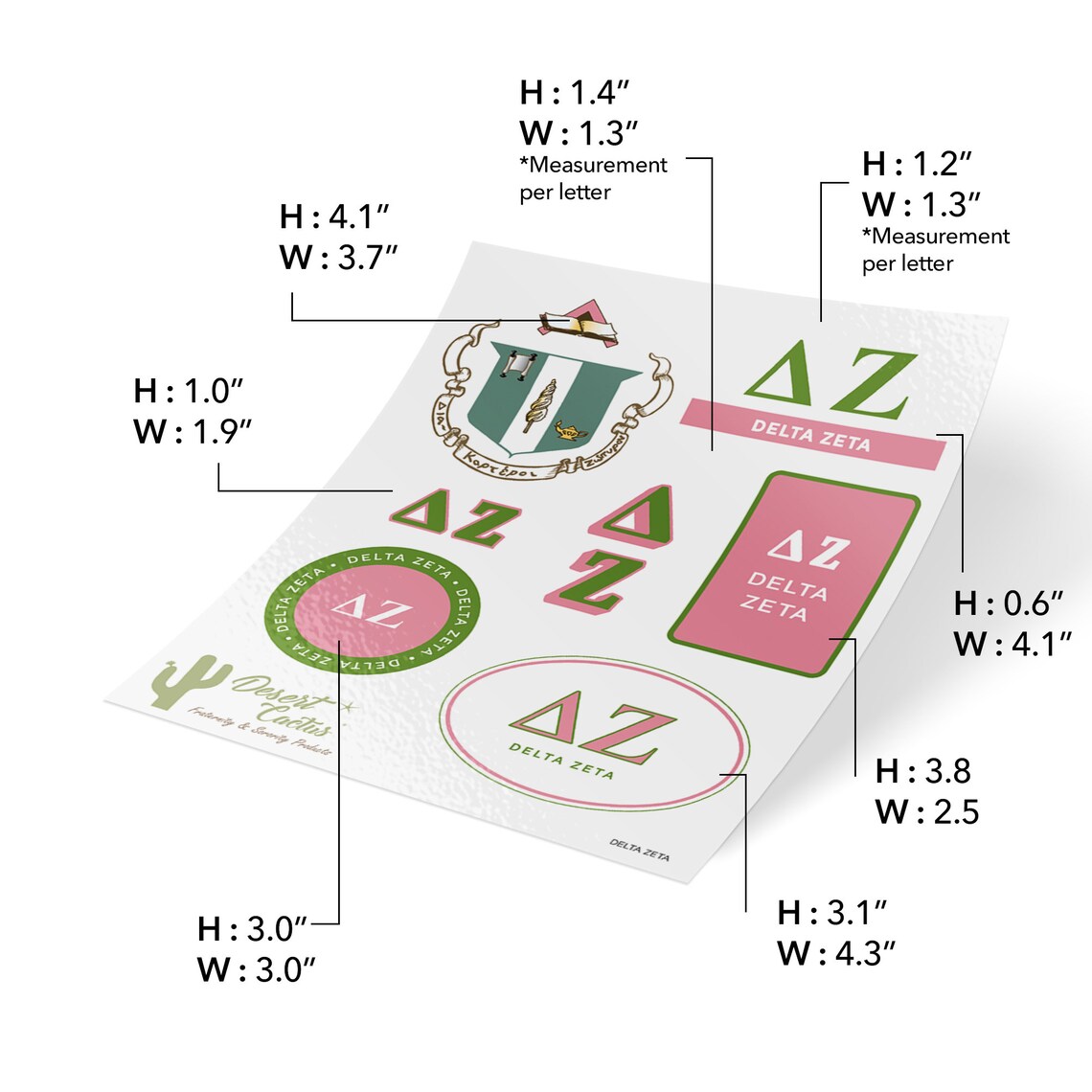 Delta Zeta Sorority Traditional Crest and Letter Sticker Decal - Etsy ...