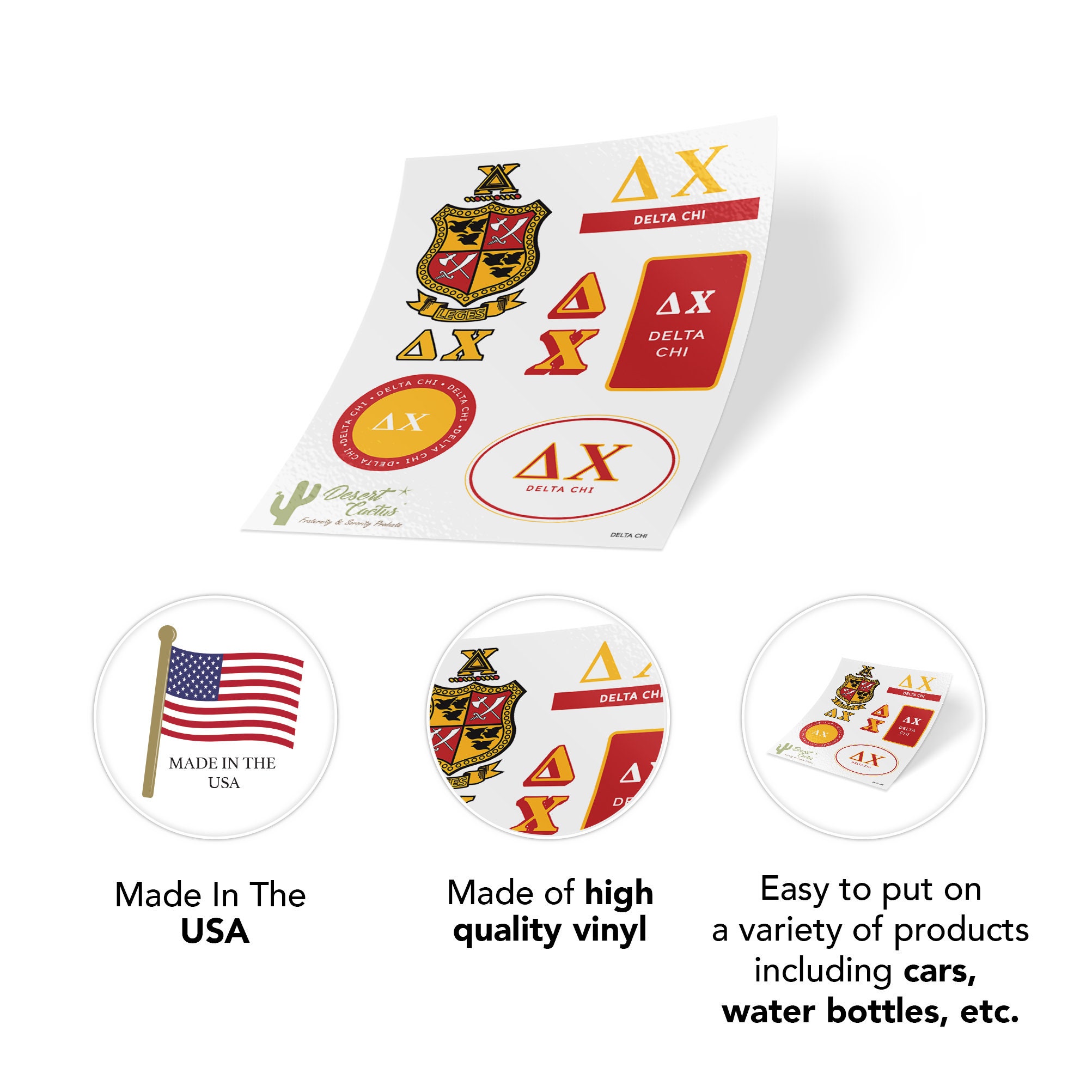 Delta Chi Fraternity Traditional Crest And Letter Sticker Etsy