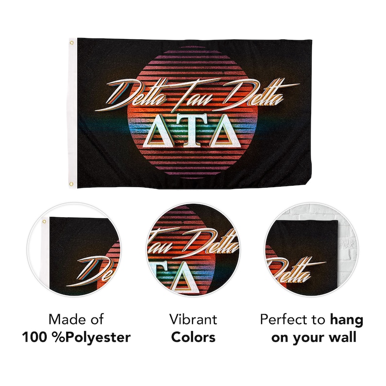 Delta Tau Delta 80's Fraternity Flag Greek Letter Use as a Banner Large ...