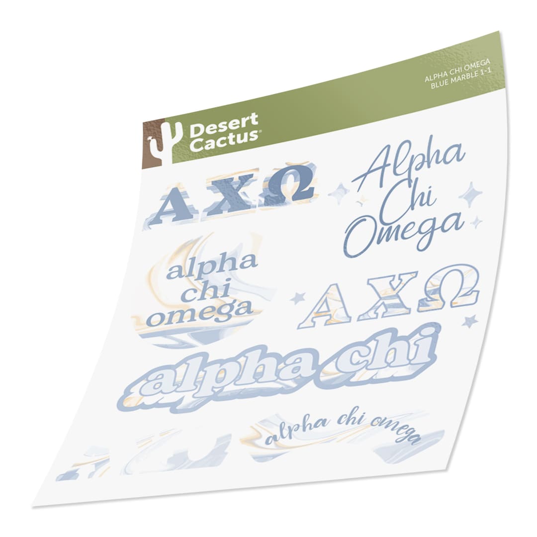 Alpha Chi Omega Sorority Variety Blue Marble Sticker Decal Laptop Water ...