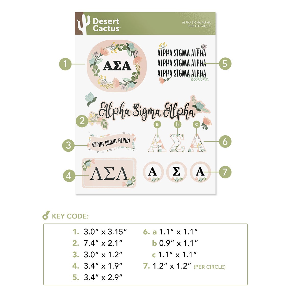 Alpha Sigma Alpha Sorority Variety Pink Floral Sticker Decal - Etsy