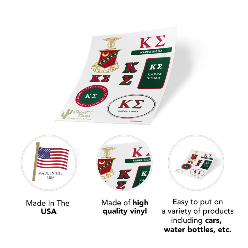 Kappa Sigma Fraternity Traditional Crest and Letter Sticker - Etsy