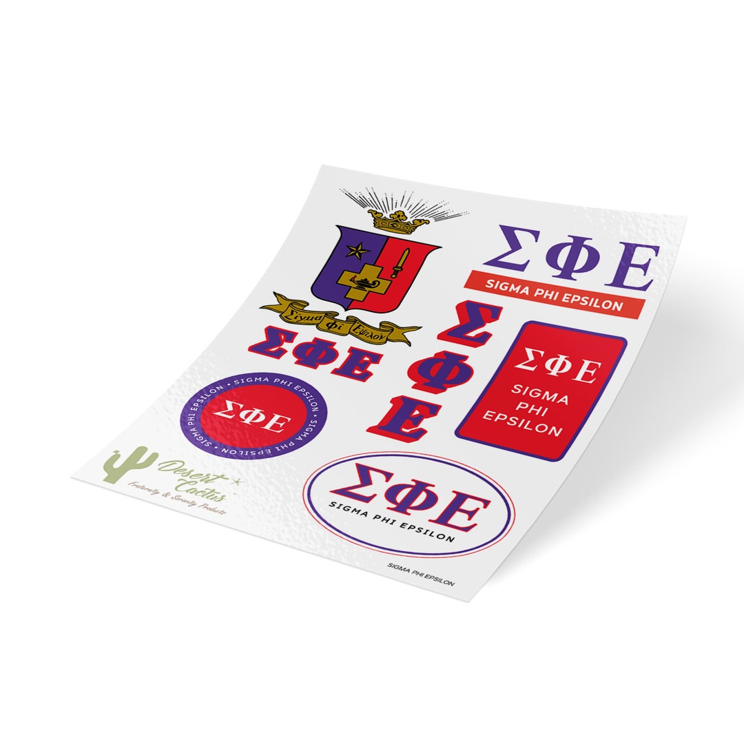 Sigma Phi Epsilon Fraternity Traditional Crest and Letter Sticker Decal ...