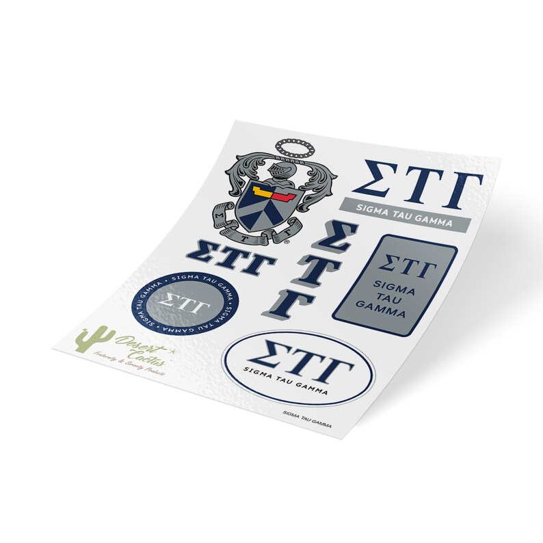 Sigma Tau Gamma Fraternity Traditional Crest and Letter Sticker Decal ...
