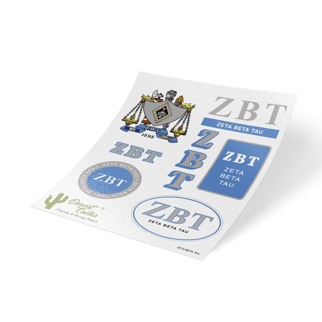 Zeta Beta Tau Fraternity Traditional Crest and Letter Sticker Decal ...
