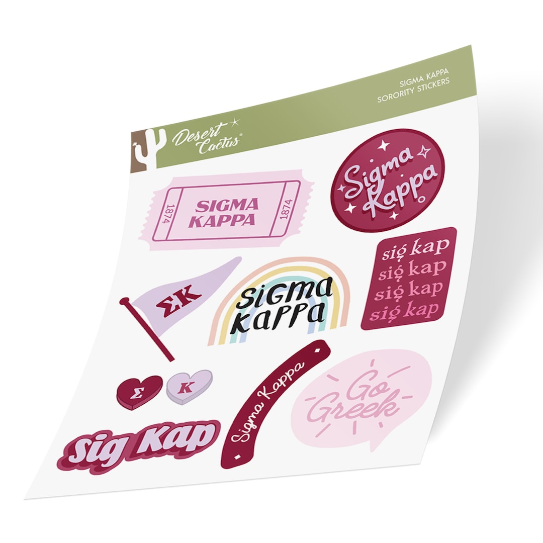 Sigma Kappa Sticker Decal Laptop Water Bottle Car (cute Sheet) - Etsy