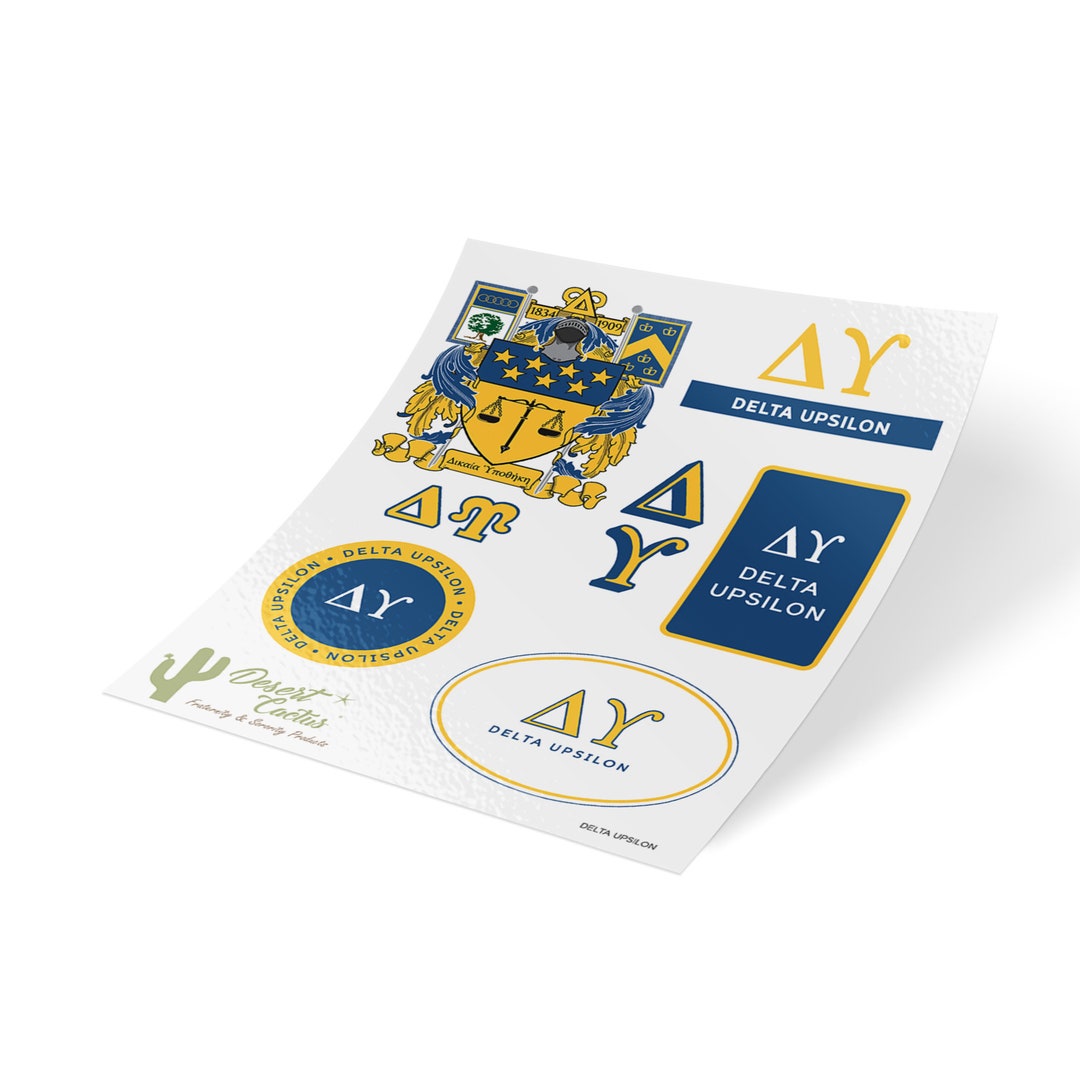 Delta Upsilon Fraternity Traditional Crest and Letter Sticker Decal ...