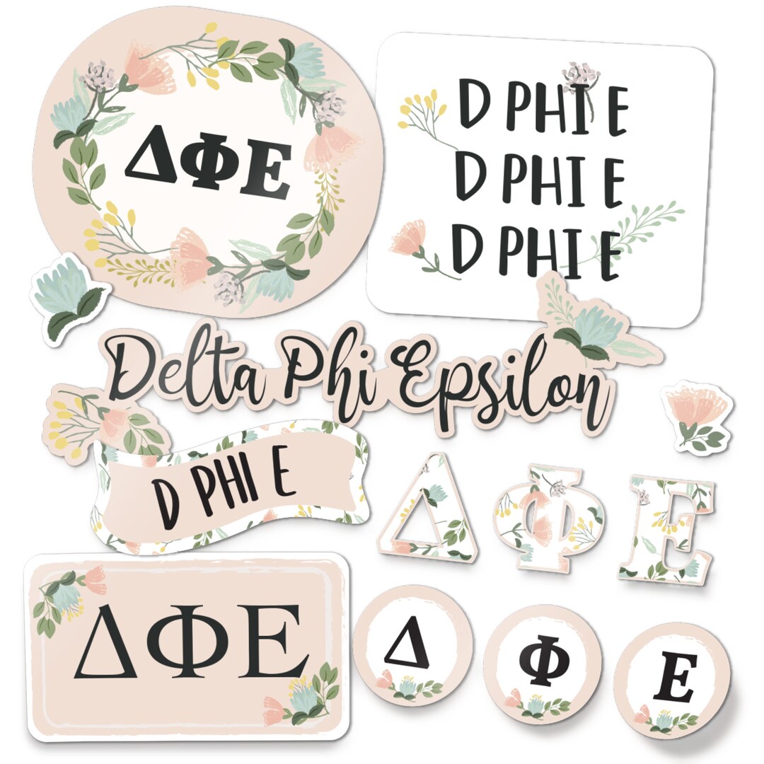 Delta Phi Epsilon Sorority Variety Pink Floral Sticker Decal Laptop ...