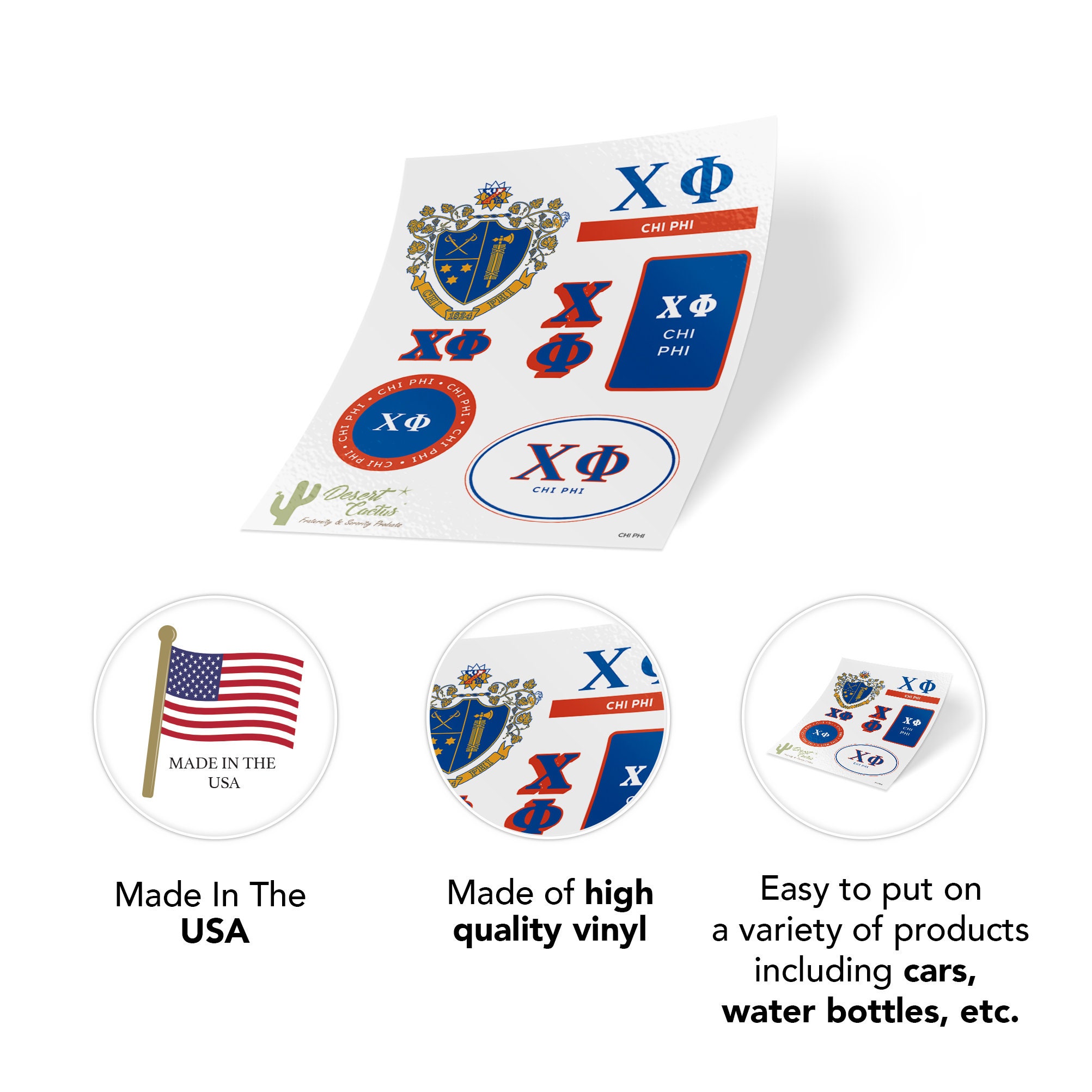 Chi Phi Fraternity Traditional Crest and Letter Sticker Decal | Etsy