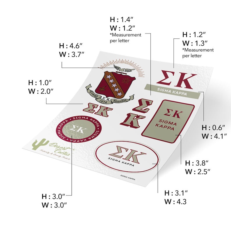 Sigma Kappa Sorority Traditional Crest and Letter Sticker Decal Laptop ...