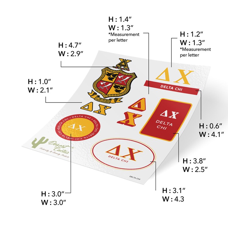Delta Chi Fraternity Traditional Crest and Letter Sticker Decal Laptop ...