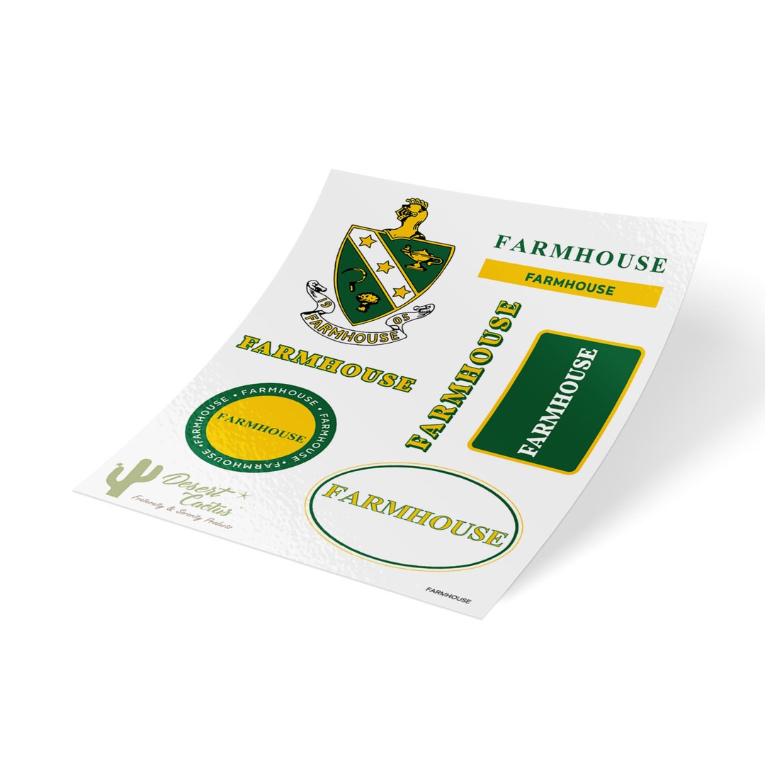 Farmhouse Fraternity Traditional Crest and Letter Sticker Decal Laptop ...