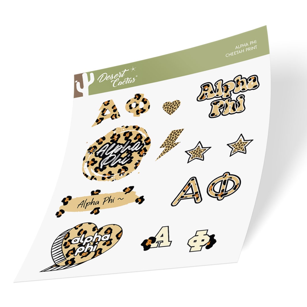 Alpha Phi Sticker Decal Laptop Water Bottle Car (cheetah Sheet) - Etsy