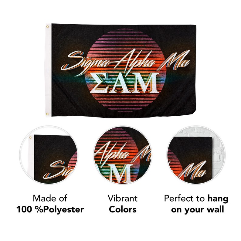 Sigma Alpha Mu 80's Fraternity Flag Greek Letter Use as a | Etsy