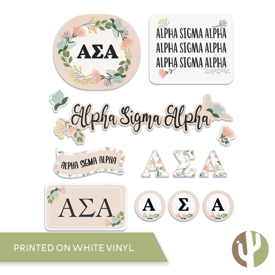 Alpha Sigma Alpha Sorority Variety Pink Floral Sticker Decal - Etsy