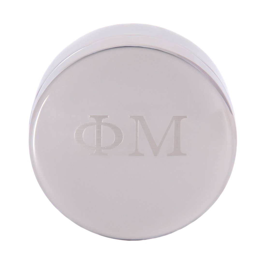 Phi Mu Letter Round Pin Box Hand Engraved PM - Etsy