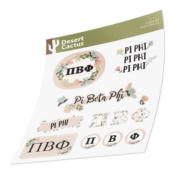 Gphi Merch Desert Cactus Pi Beta Phi Sticker Sheet Sorority Decal ...
