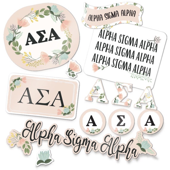 Alpha Sigma Alpha Sorority Variety Pink Floral Sticker Decal - Etsy